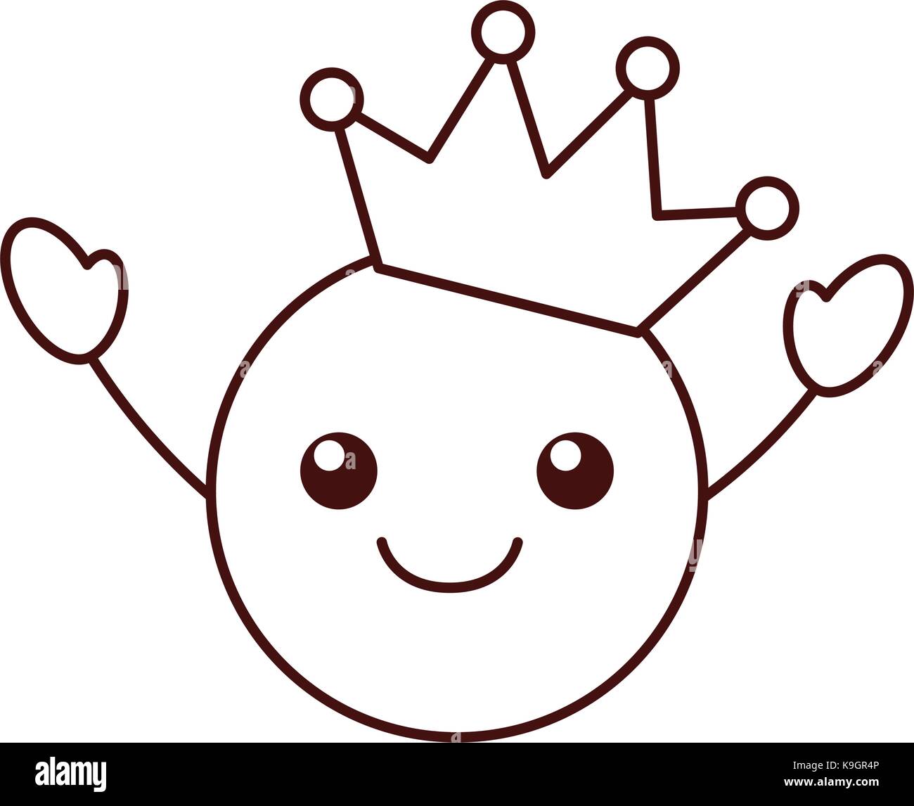 kawaii smile kissing crown happy cartoon Stock Vector Image & Art - Alamy
