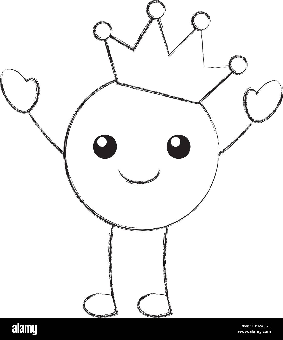kawaii smile kissing crown happy cartoon Stock Vector Image & Art - Alamy