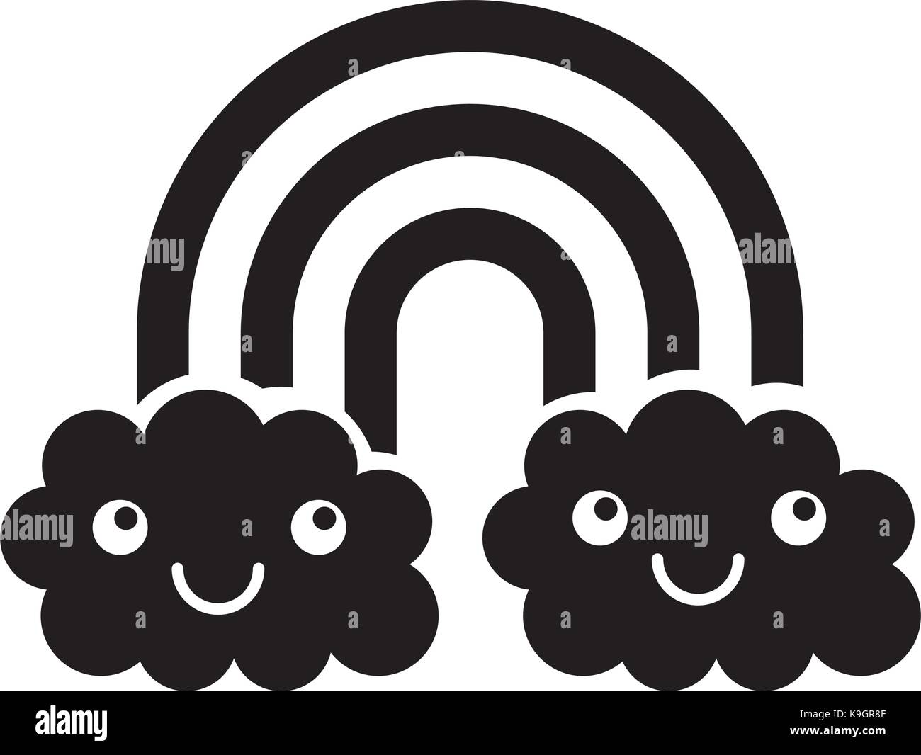 kawaii rainbow cloud cute decoration cartoon Stock Vector Image & Art ...