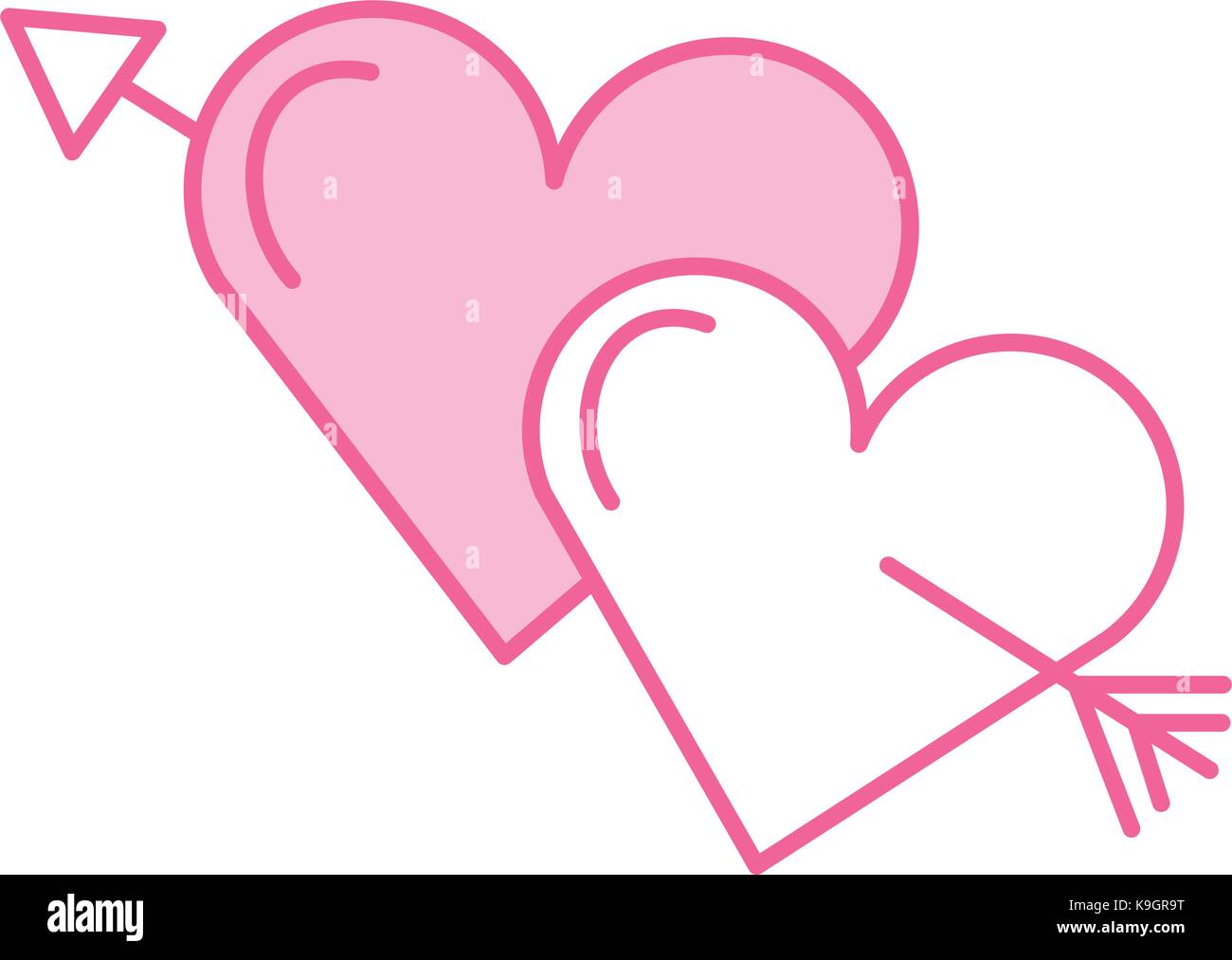 two love hearts romantic cupid valentine image Stock Vector Image & Art ...