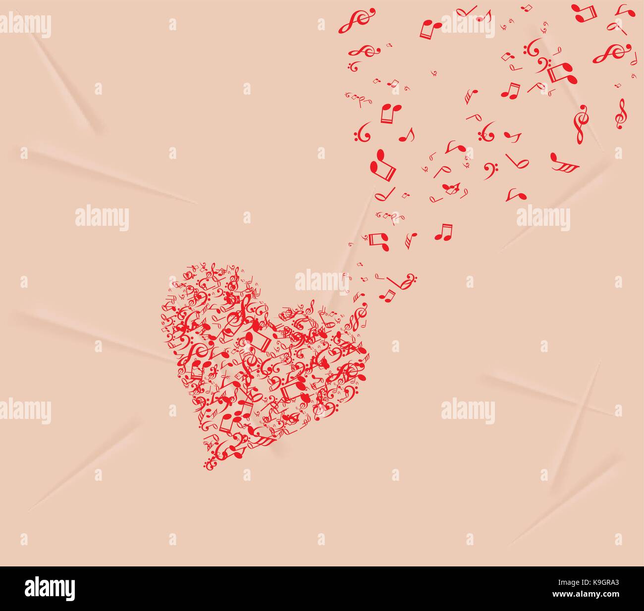 Red hearts and music notes hi-res stock photography and images - Alamy