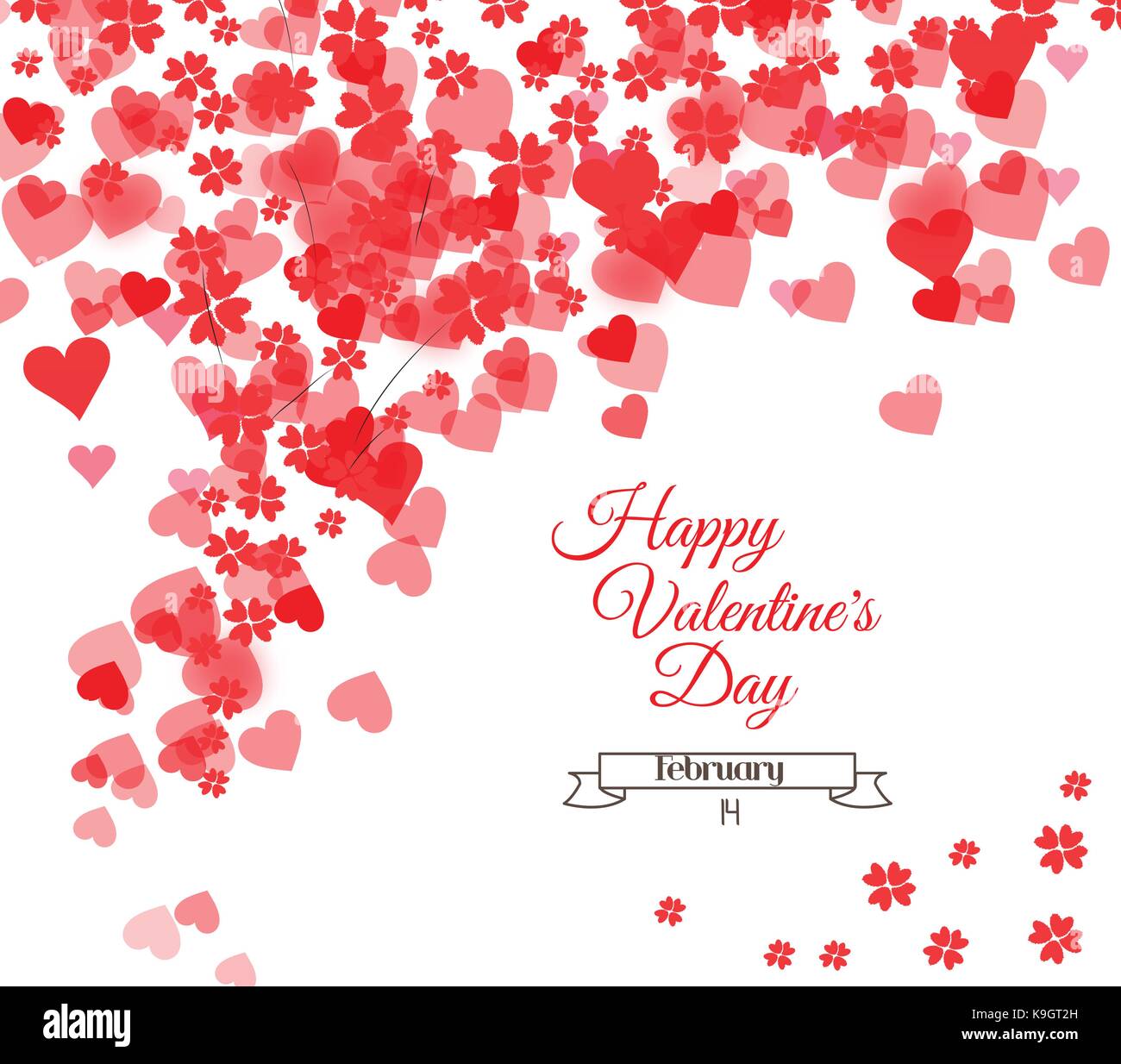 Happy Valentine's day card hearts light background Stock Vector Image ...