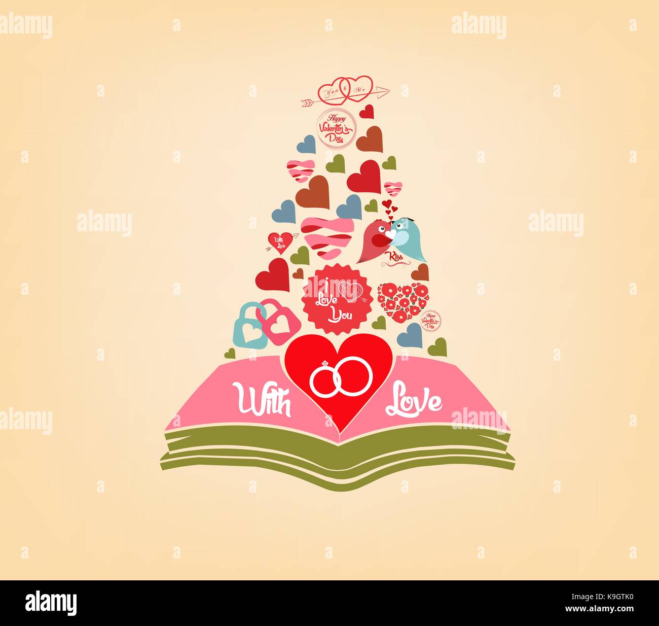 open book love hearts background Stock Vector Image & Art - Alamy
