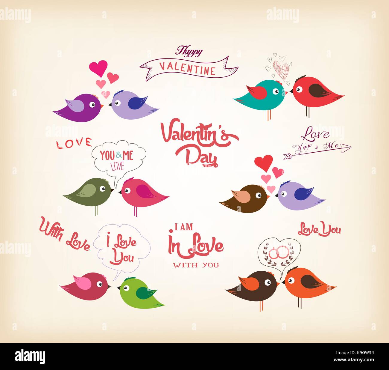 love birds with hearts Stock Vector Image & Art - Alamy