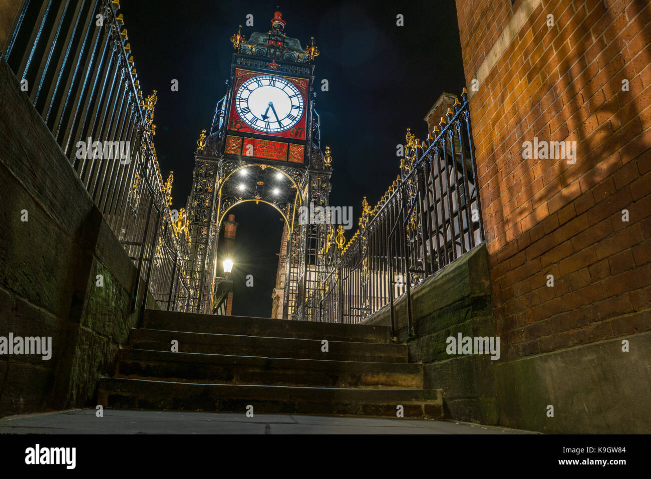 Chester Clock UK at night Stock Photo - Alamy