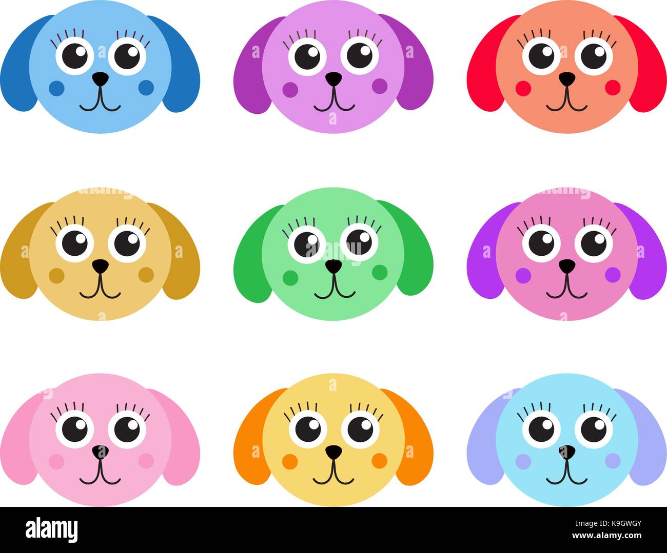 Collection of cute colorful puppy dog isolated on white background ...