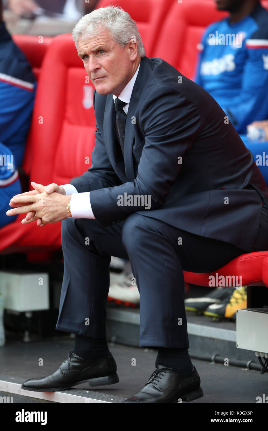 Stoke City manager Mark Hughes before the Premier League match at the ...