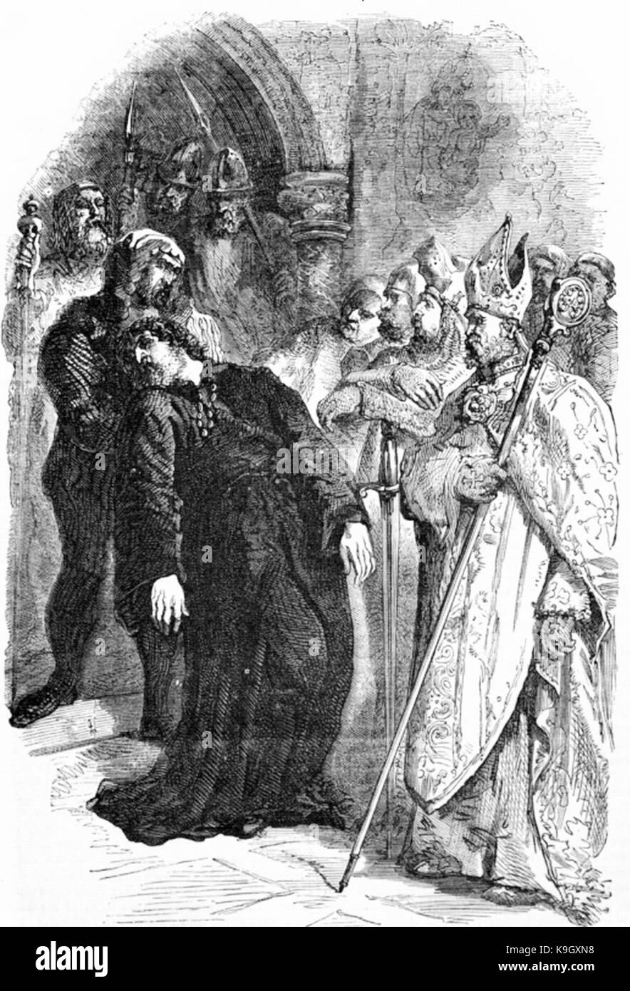 Depiction of the deposition of Edward II, illustrating the moment after ...