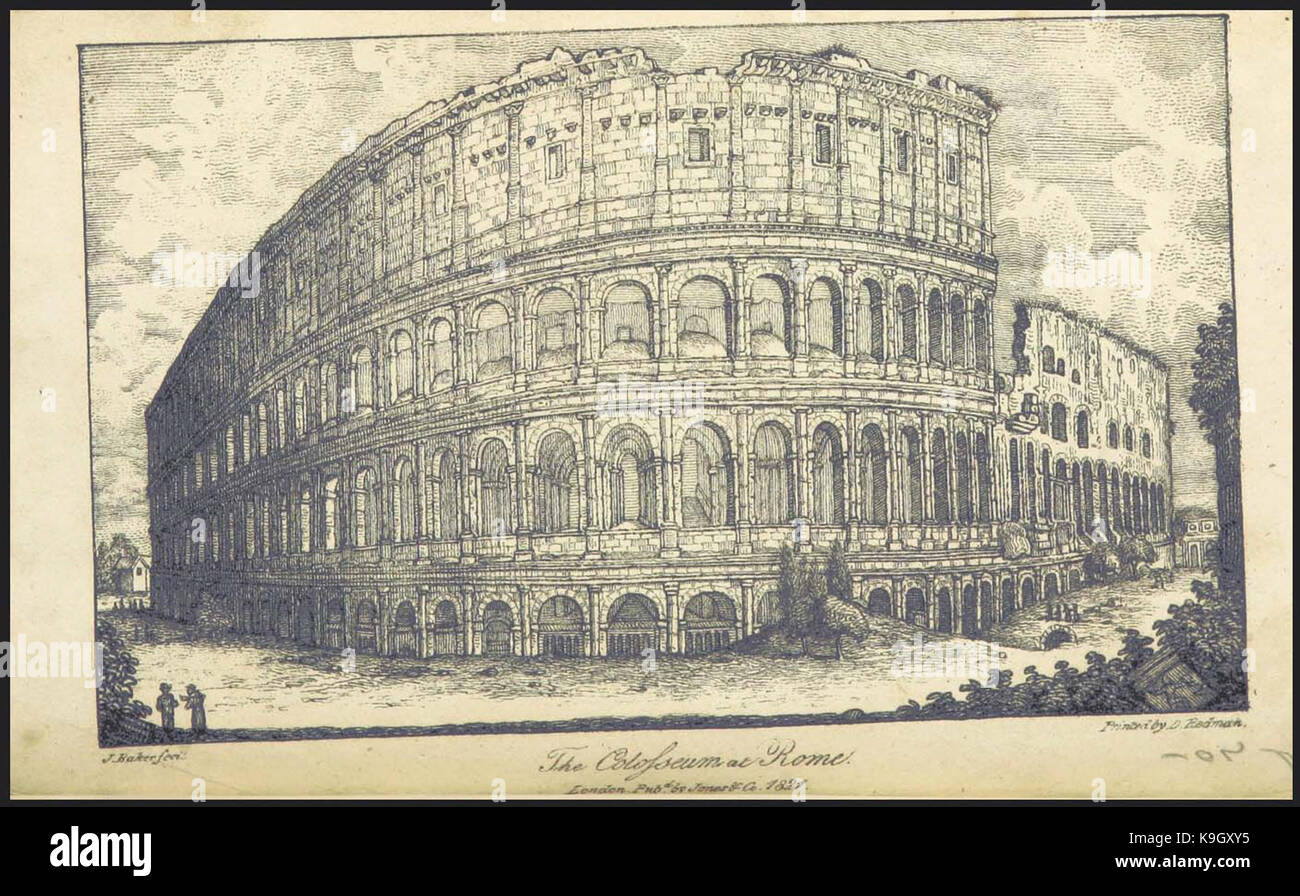 Print from 1821 travel book of the Colosseum in Rome Stock Photo - Alamy