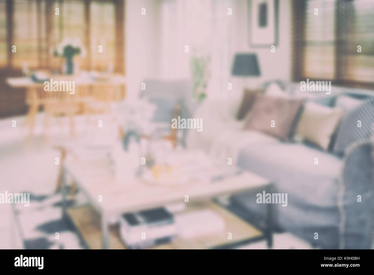 Defocus background interior living room with dining table Stock Photo ...