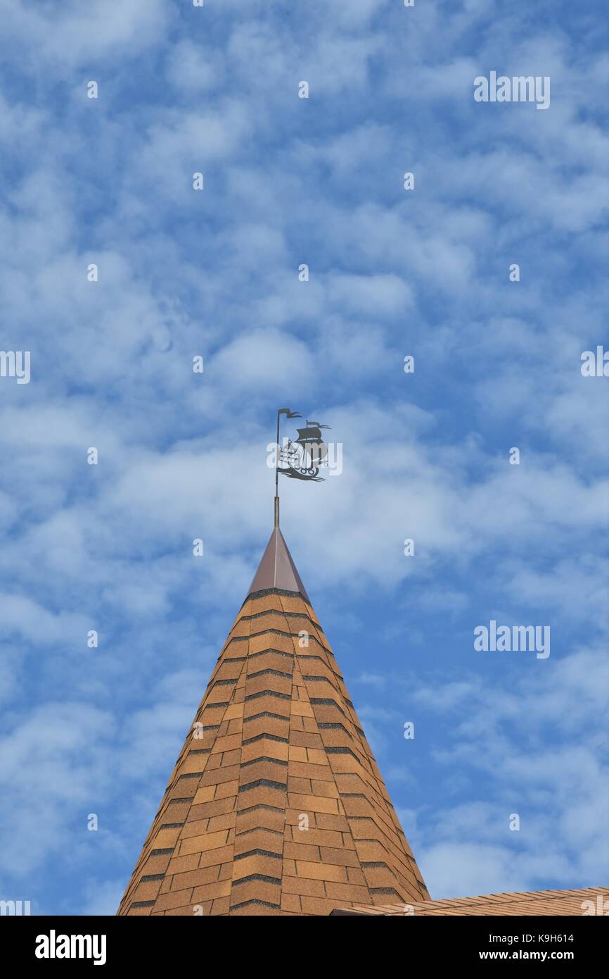 Weather vane on the steeple village house Stock Photo - Alamy
