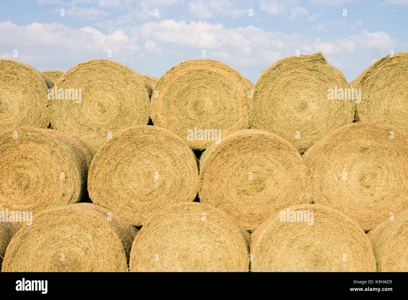 Stacked Round Hay Bales Stock Photos & Stacked Round Hay Bales Stock ...