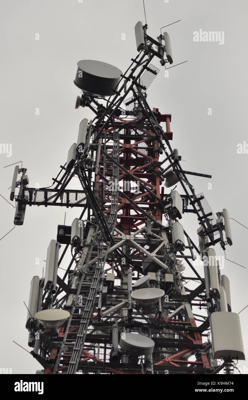 Tower transmitters. Metal construction Stock Photo - Alamy