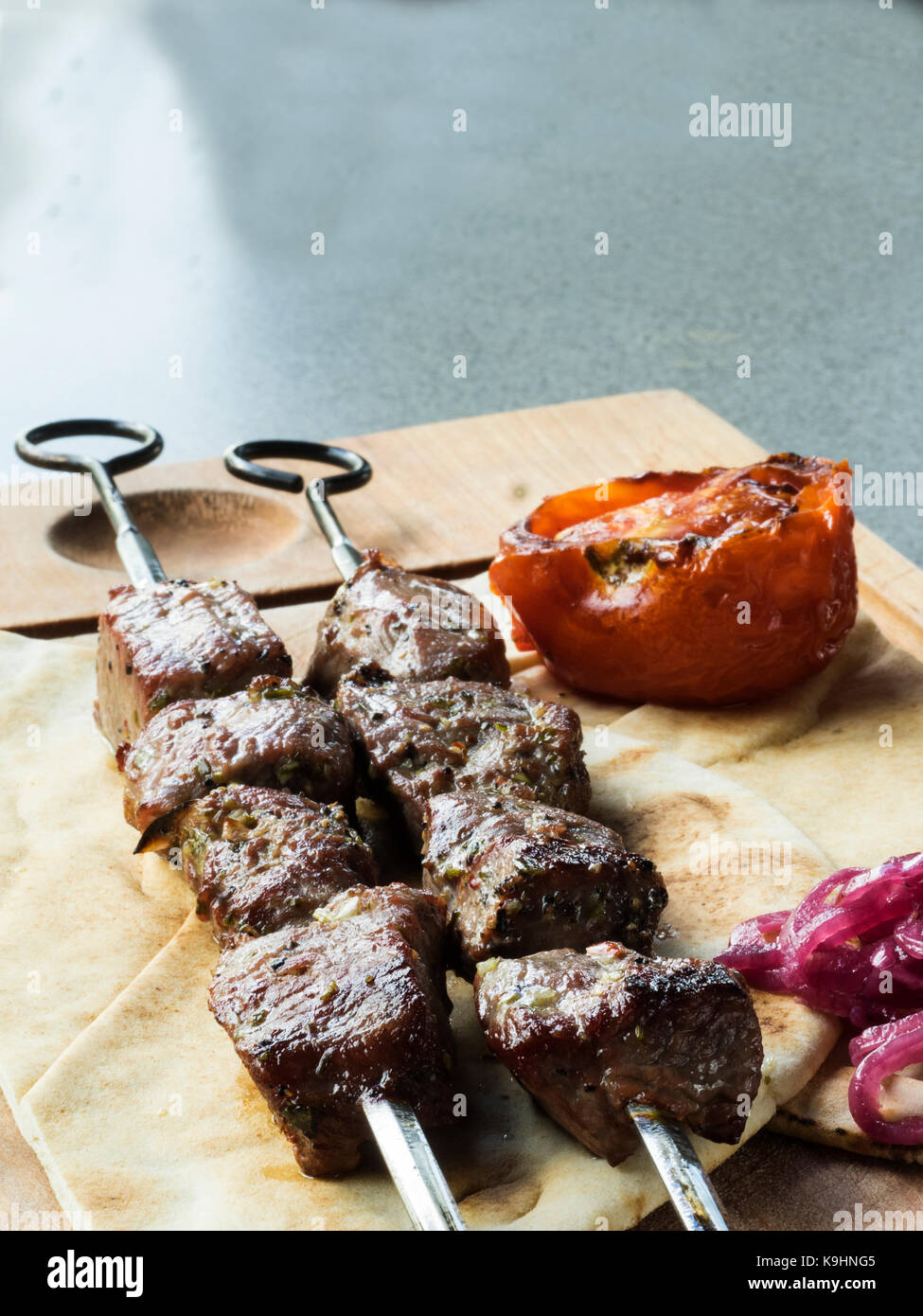 shish kabab lamb meat on skewers, traditional receipt Stock Photo - Alamy