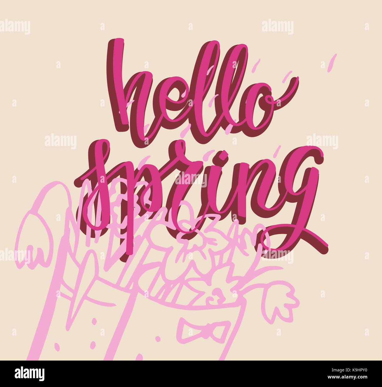 Hello spring cute card Stock Vector Image & Art - Alamy