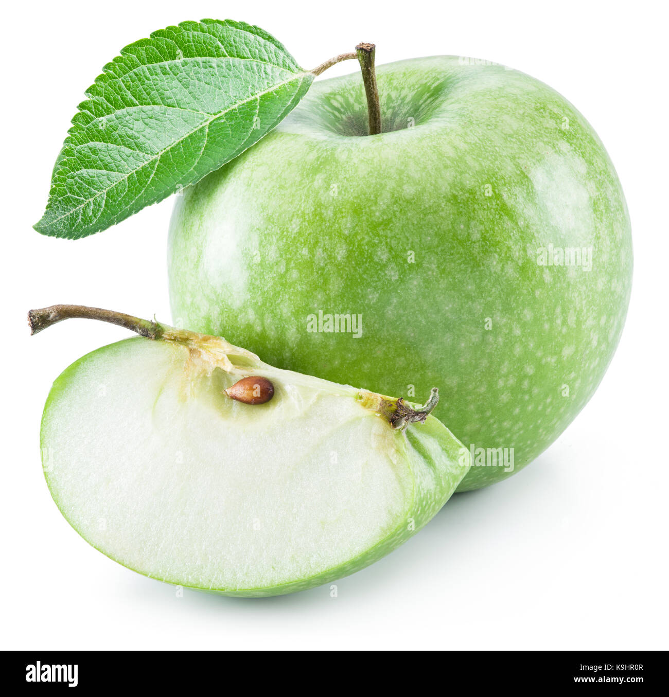 Ripe green apples on the white background Stock Photo - Alamy