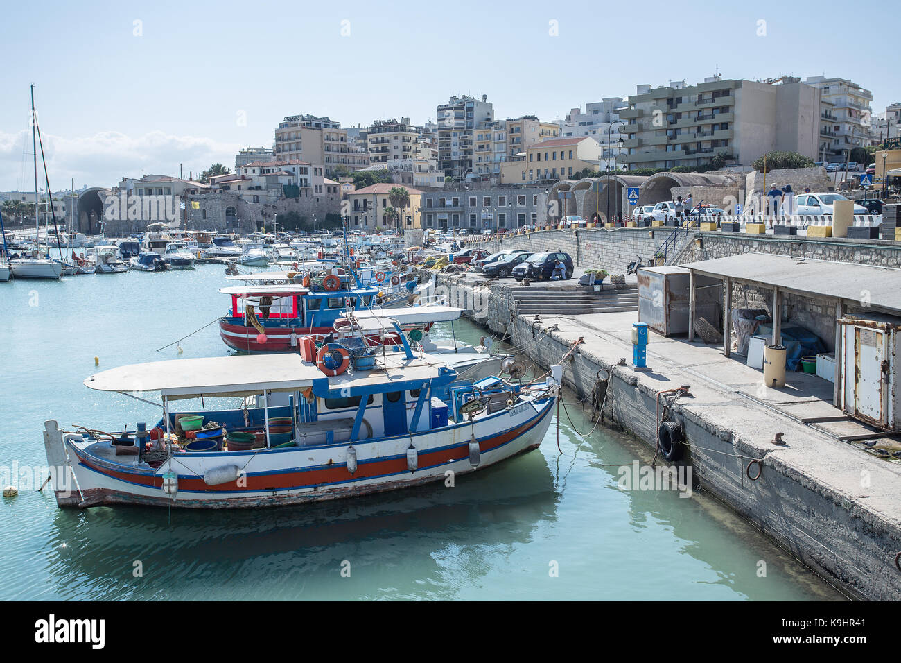 Boat dock of Heraklion port. Crete Stock Photo - Alamy