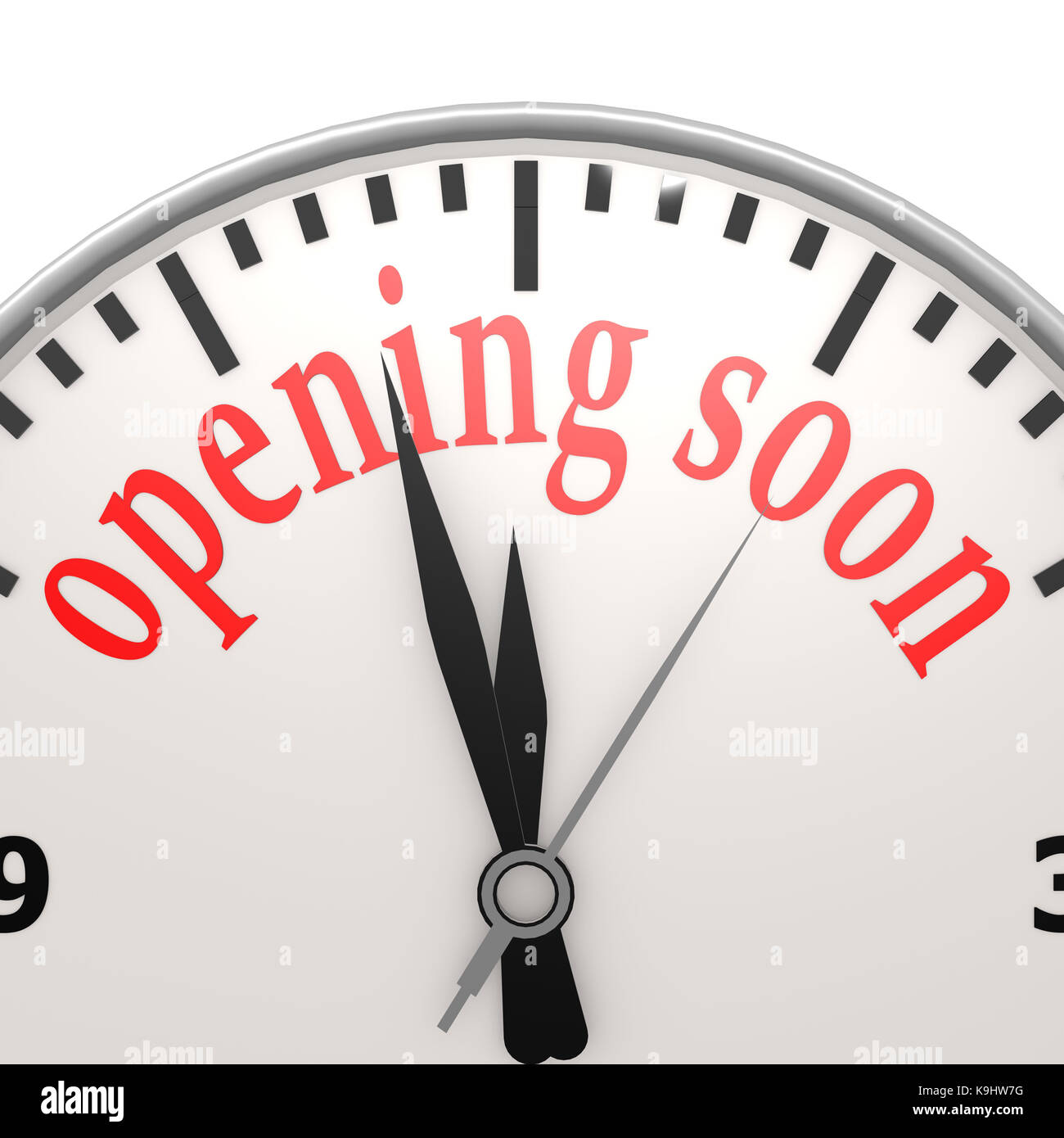 Opening soon clock Stock Photo - Alamy