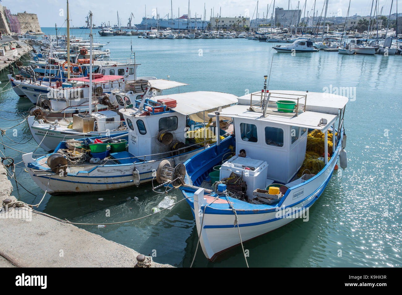 Boat dock of Heraklion port. Crete Stock Photo - Alamy