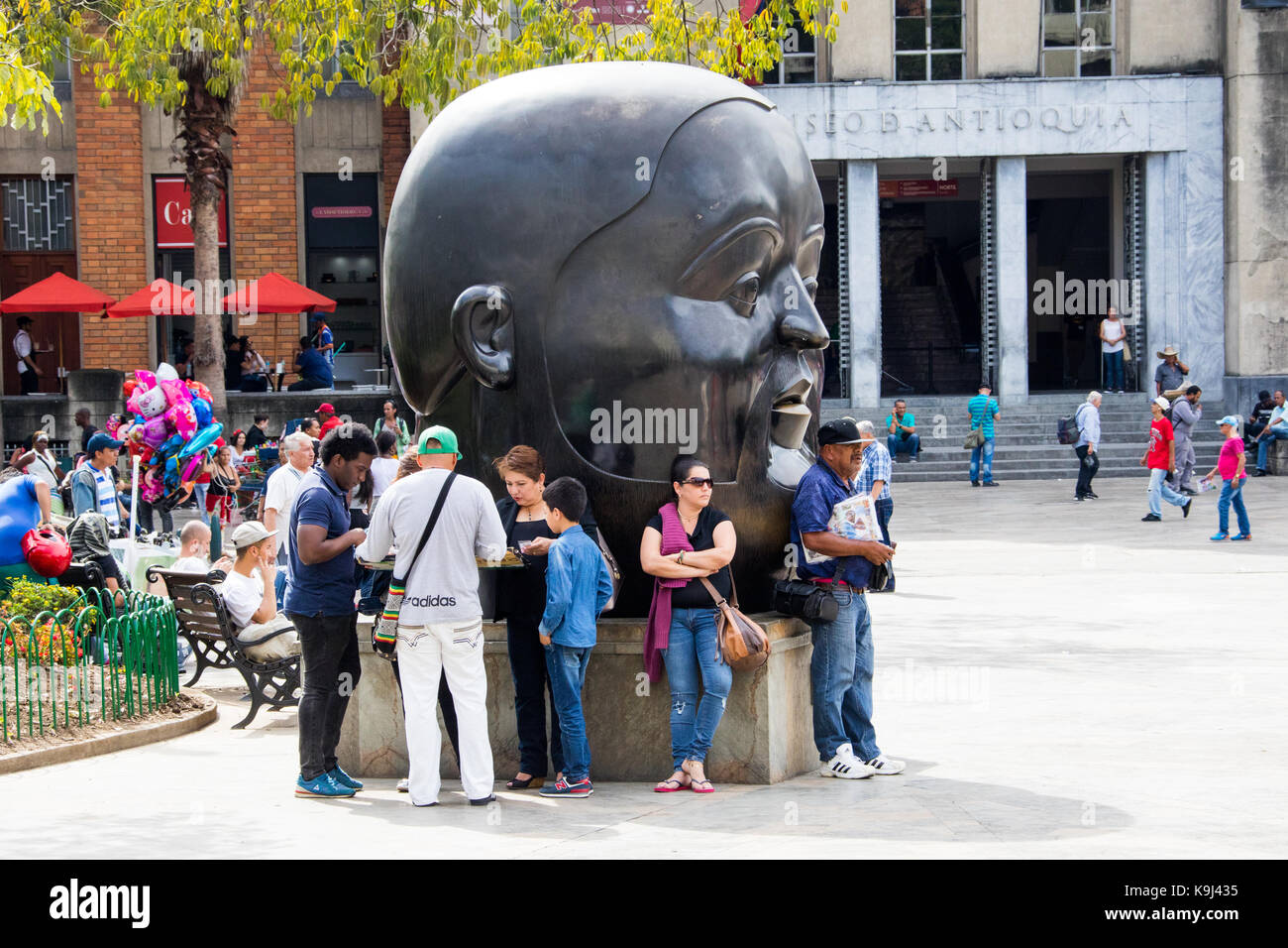 Cabeza or Head sculpture, Botero Plaza, Medellin, Colombia Stock Photo ...