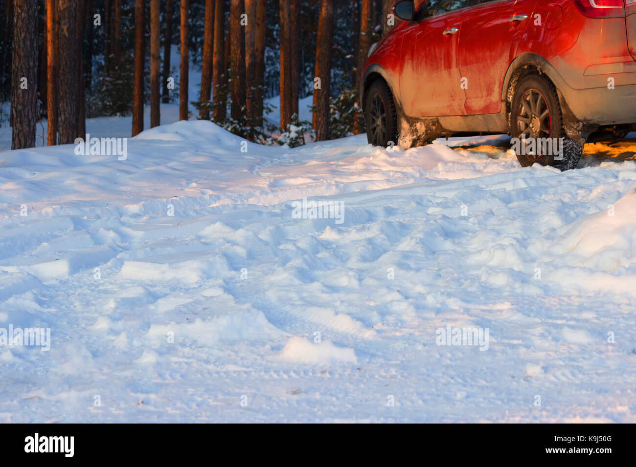 off-road car in winter. on a field covered with snow Stock Photo - Alamy