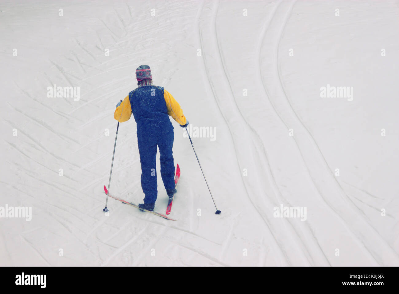 Skier moving very fast in forest. healthy lifestyle Stock Photo - Alamy
