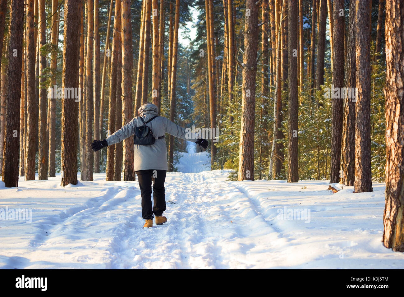 man alone in a winter forest. lifestyle concept Stock Photo - Alamy