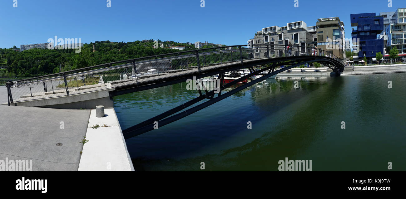 Panoramic view of a bridge in Confluence boating Place (Place Nautique ...