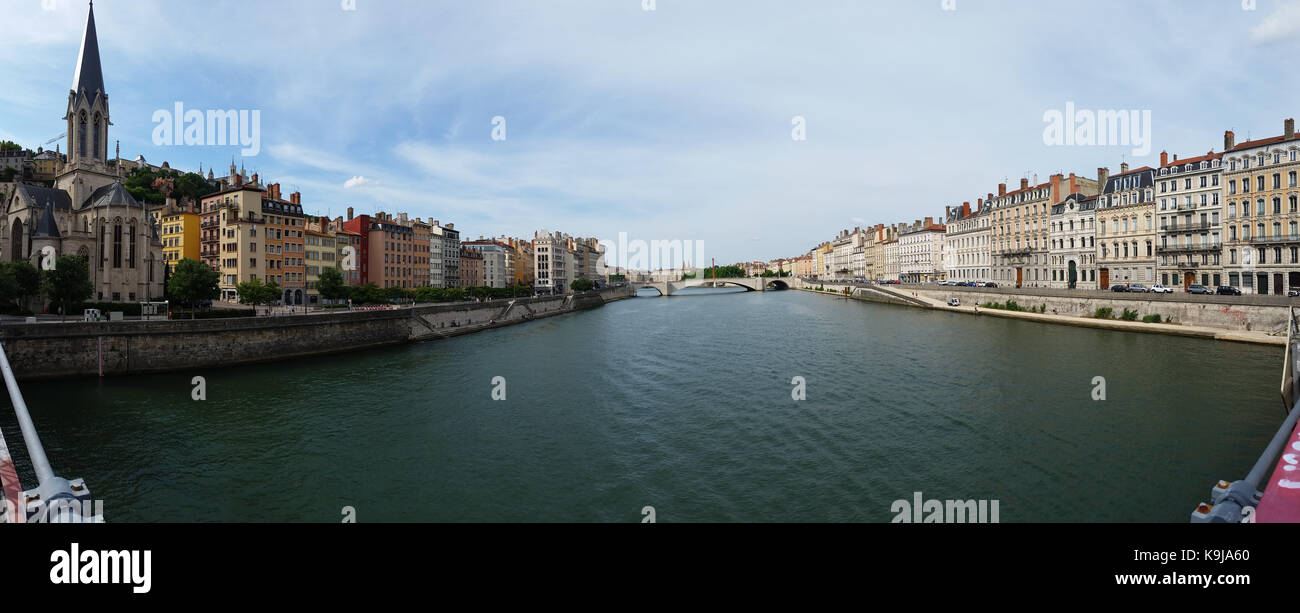 Panoramic view of Saone river at Lyon, France Stock Photo - Alamy