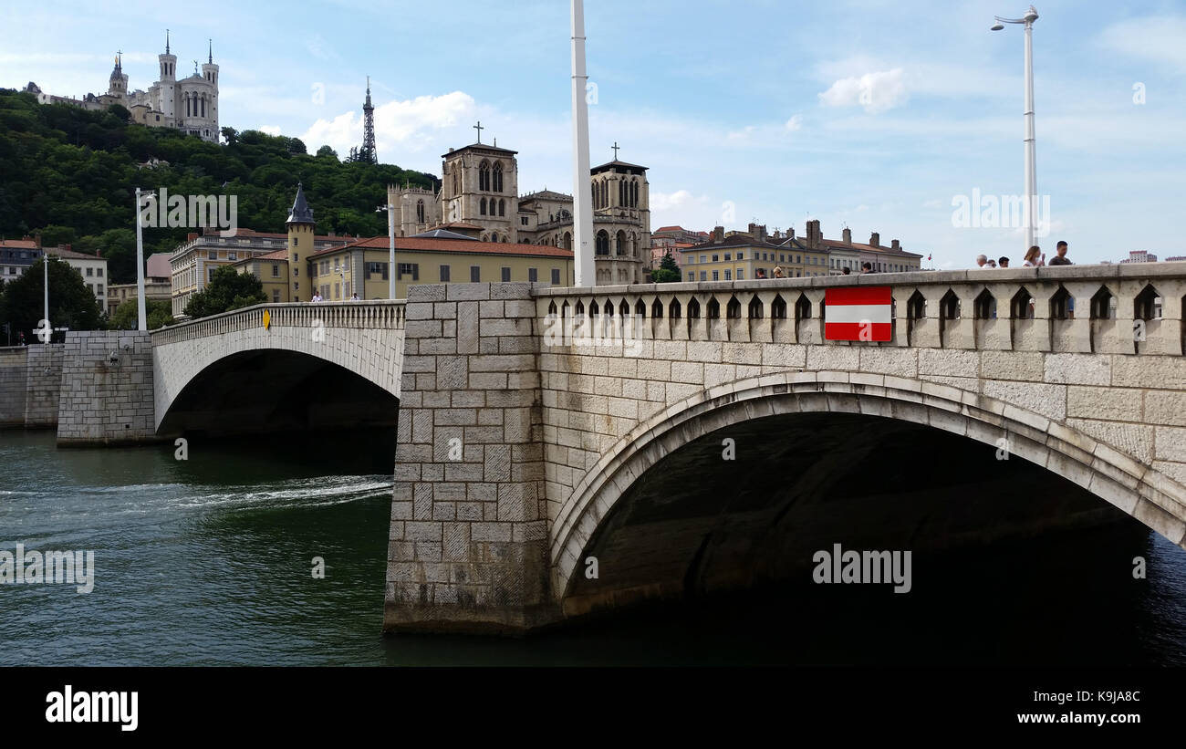 Bonaparte Bridge On The River Saone in Lyon, France Stock Photo - Alamy
