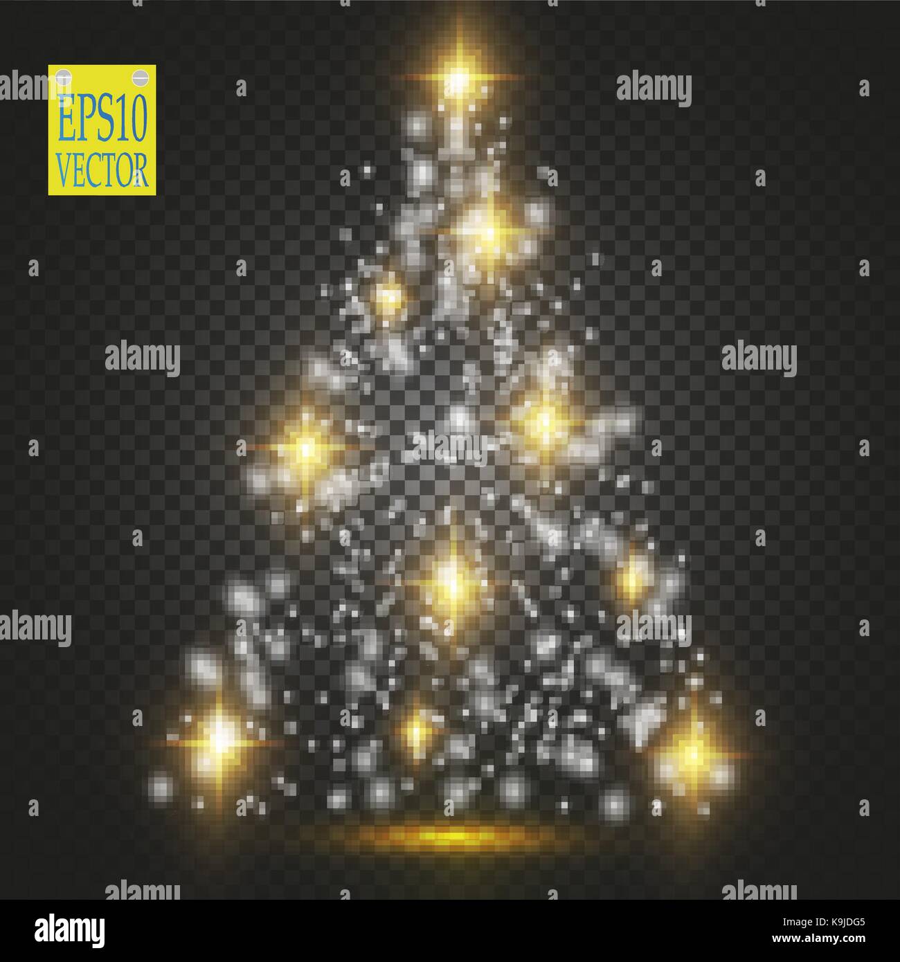 Christmas Tree made, White glitter bokeh lights and sparkles. Shining ...