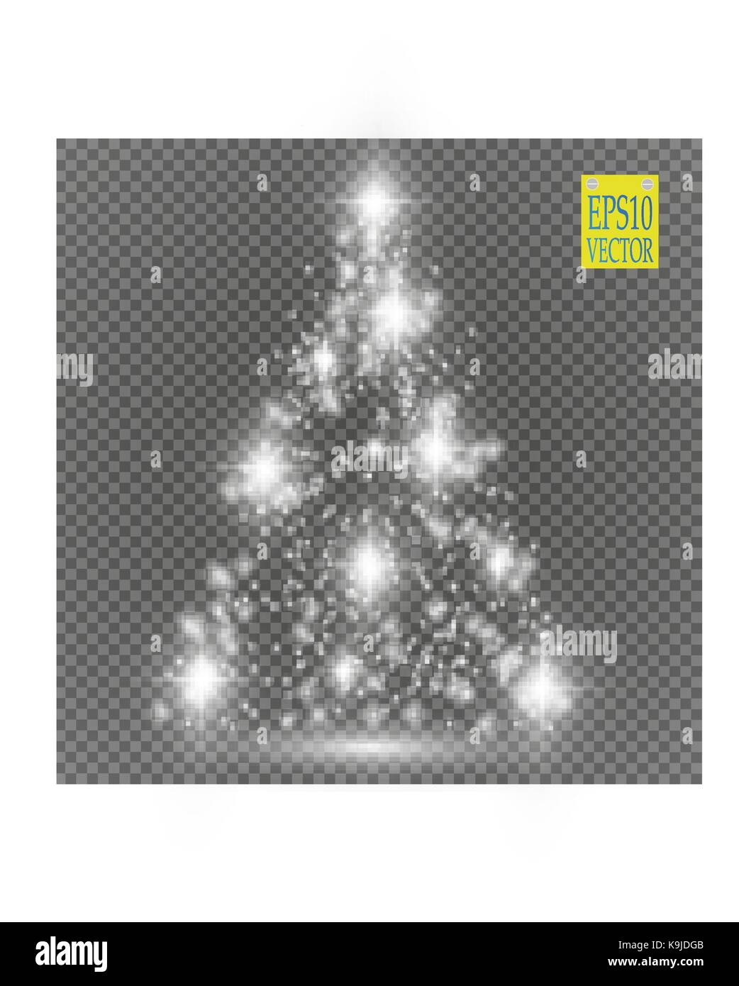 Christmas Tree made, White glitter bokeh lights and sparkles. Shining ...