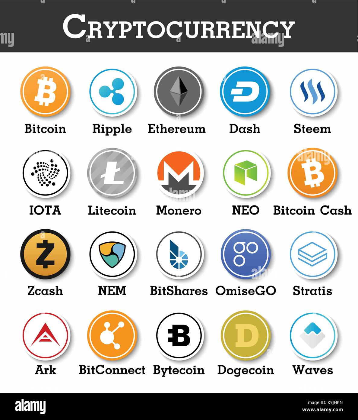 Set of cryptocurrency icon . Vector Stock Vector Image & Art - Alamy