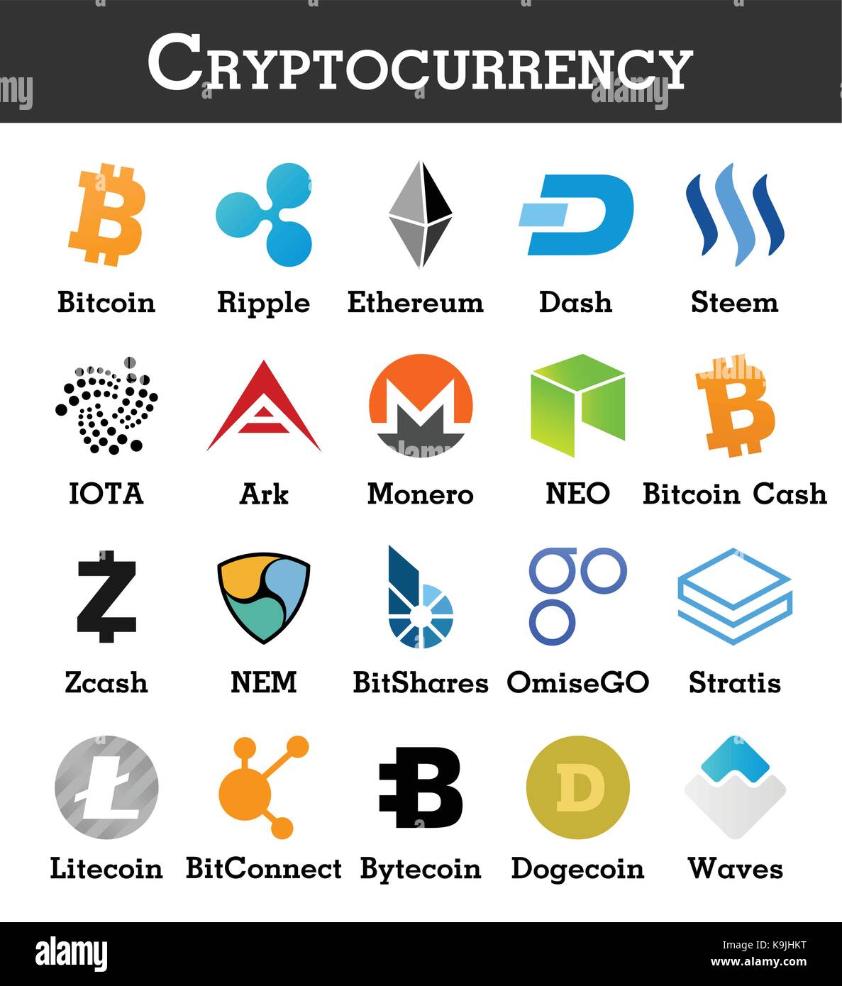 Set of cryptocurrency icon . Vector Stock Vector Image & Art - Alamy