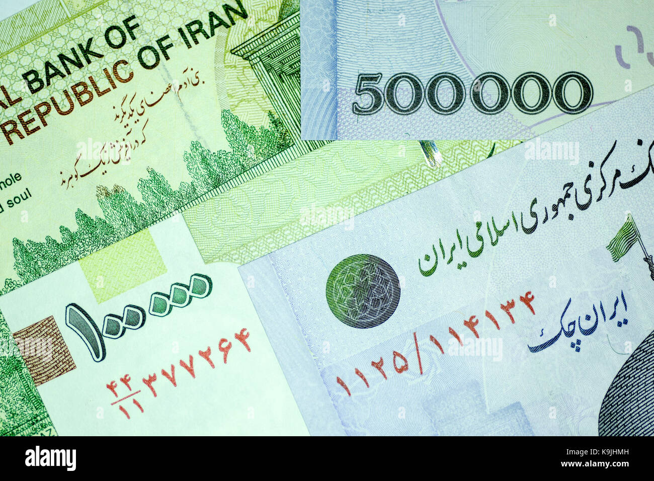 Close-up Iranian banknote and currency, Rials, Islamic Republic of Iran ...
