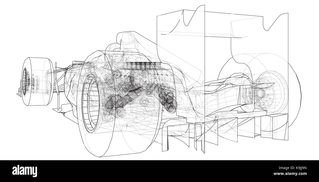 Race car. Wire-frame. EPS10 format. Vector created of 3d Stock Vector ...