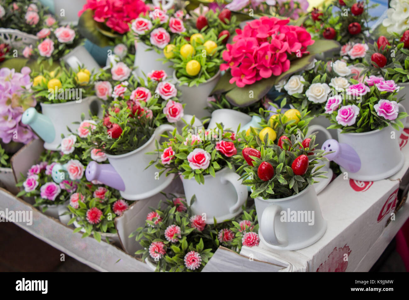 Fresh colorful Flowers put in vases at the florists Stock Photo - Alamy