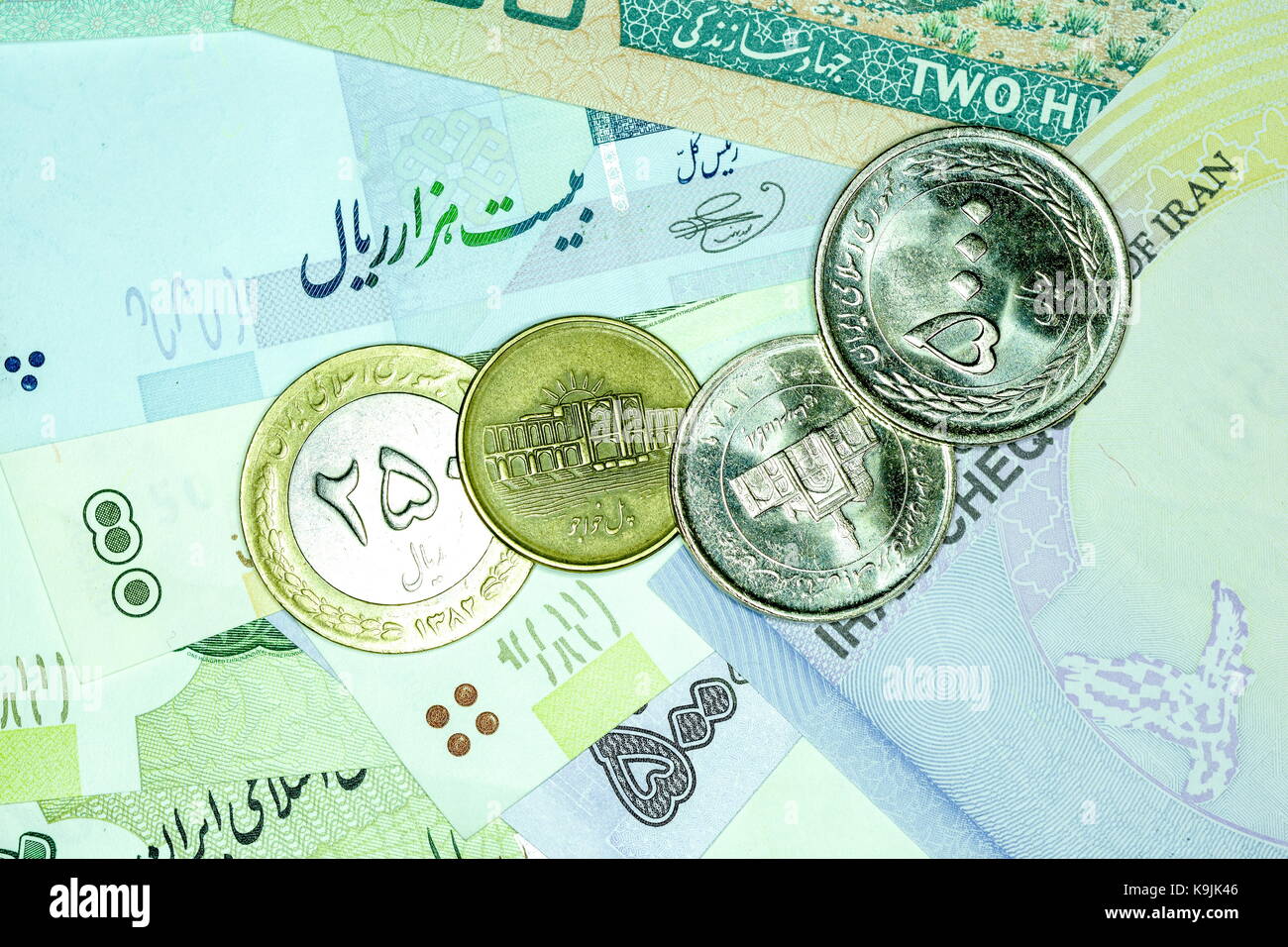 Close-up Iranian banknote and currency, Rials, Islamic Republic of Iran ...
