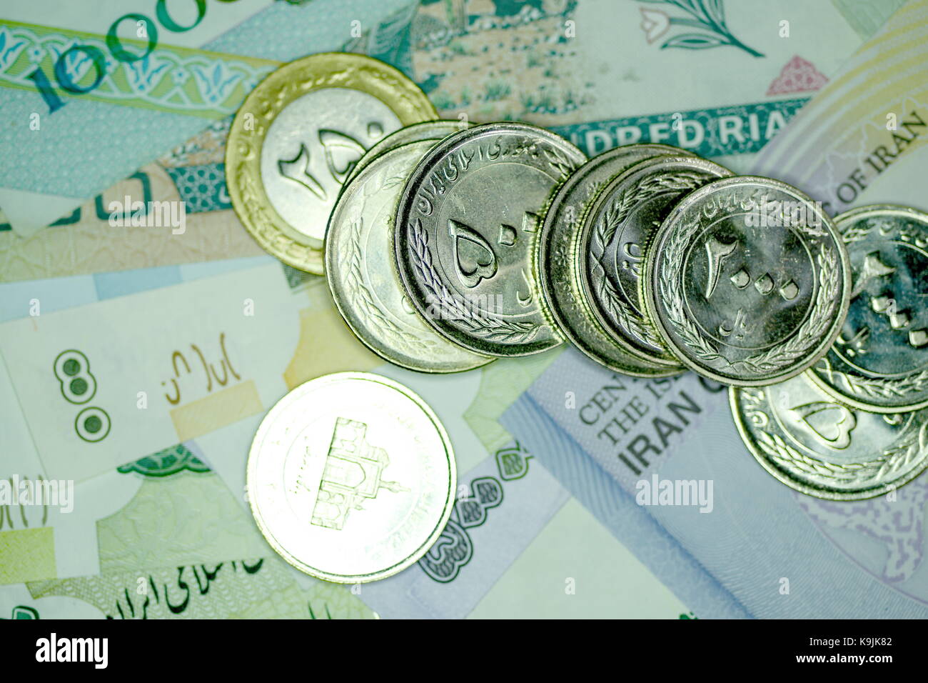 Close-up Iranian banknote and currency, Rials, Islamic Republic of Iran ...
