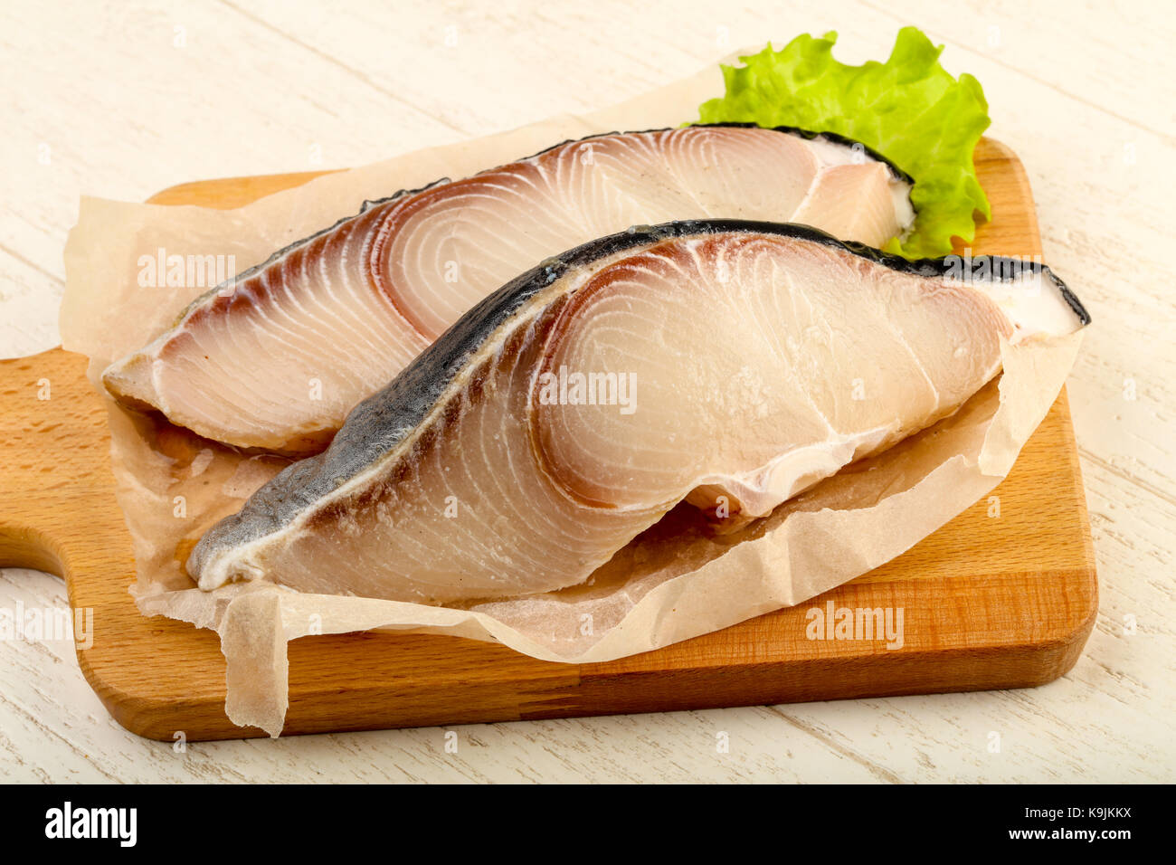 Raw juicy shark steak ready for grill Stock Photo - Alamy