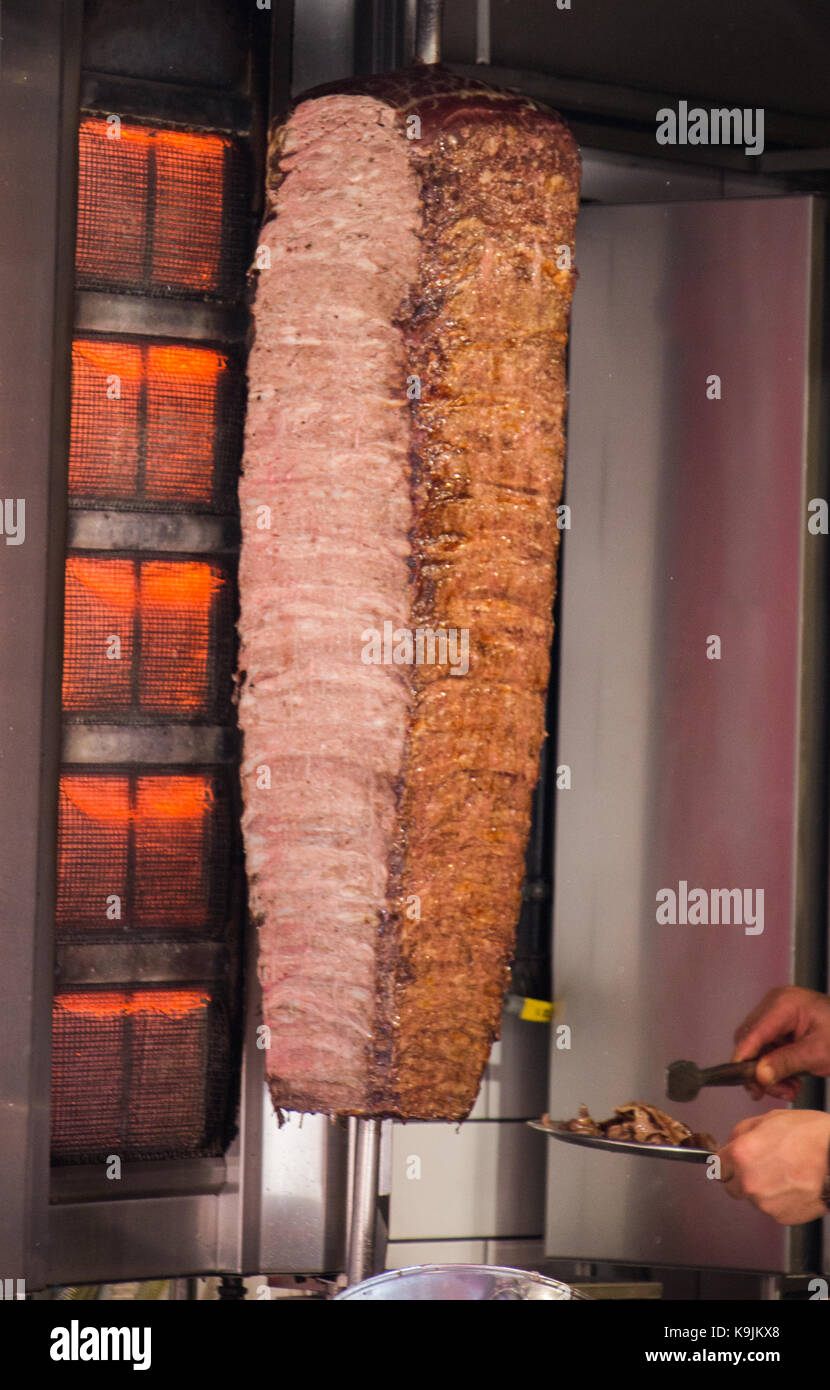 Traditional Turkish Doner Kebab on pole Stock Photo - Alamy