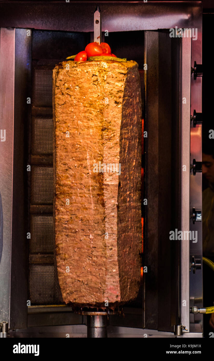 Traditional Turkish Doner Kebab on pole Stock Photo - Alamy