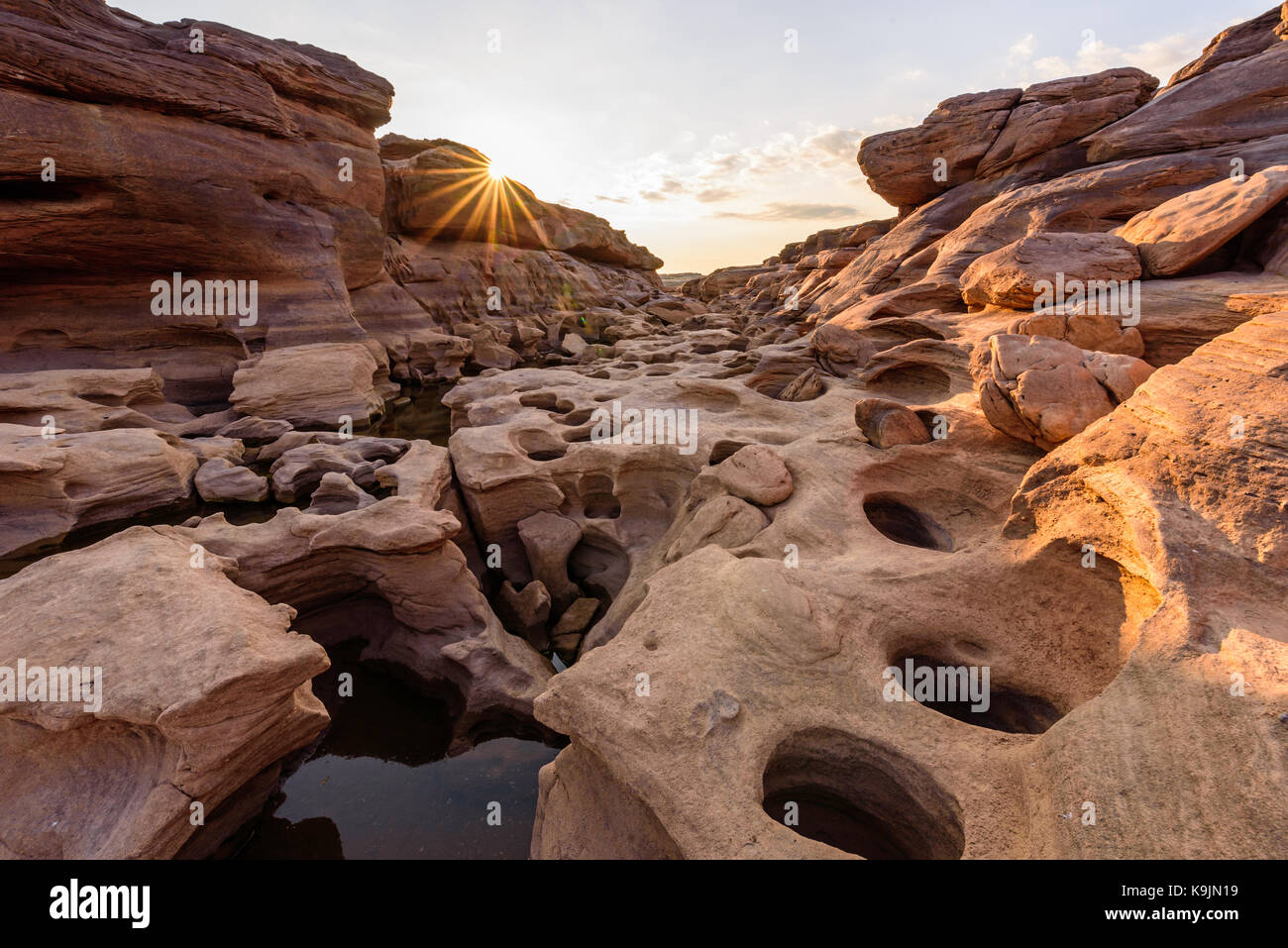 Grand canyon of Thailand / stone mountain at Sam Phan Bok in sunset ...