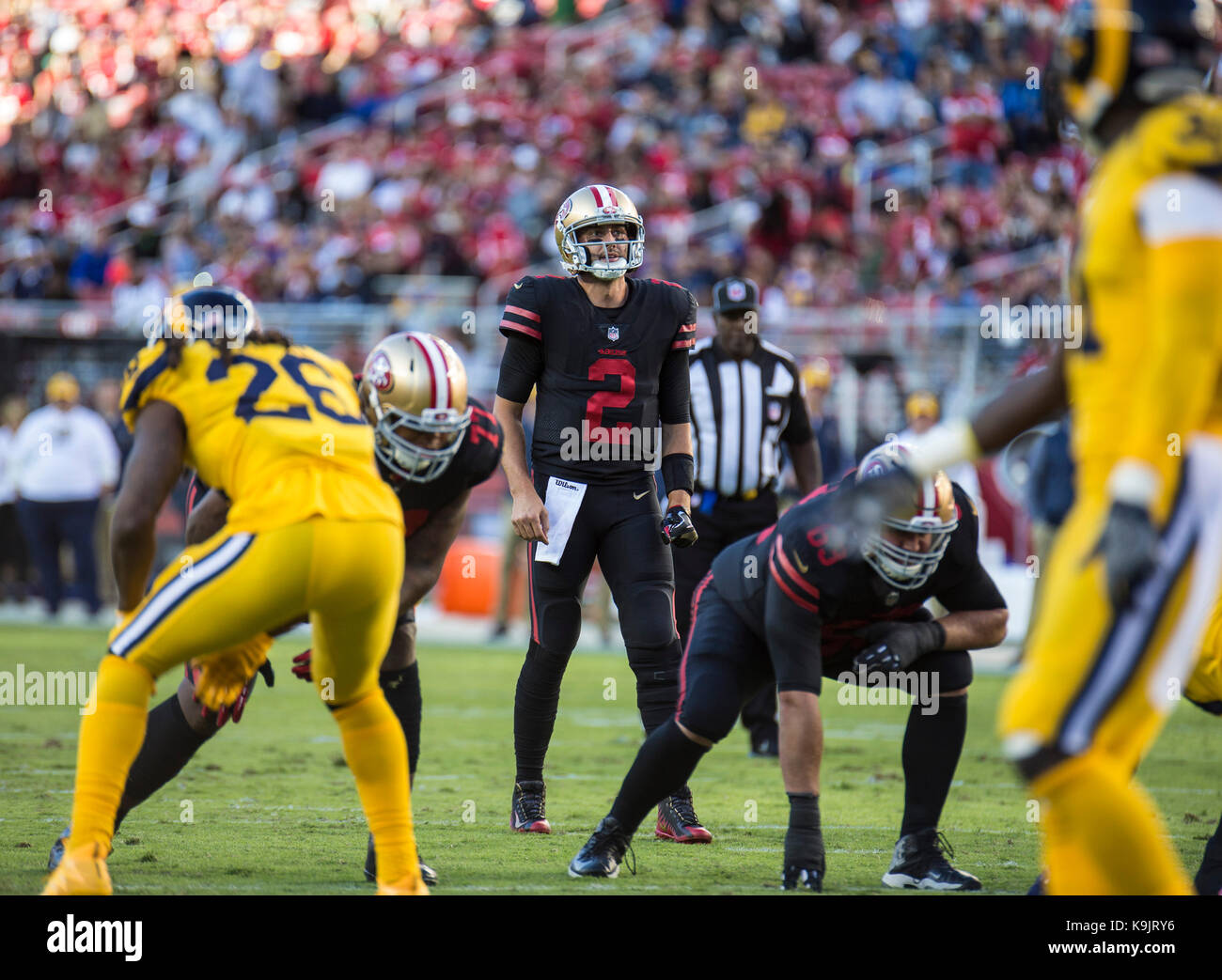 Santa Clara USAA CA. 21st Sep, 2017. 49ers quarterback Brian Hoyer (2 ...