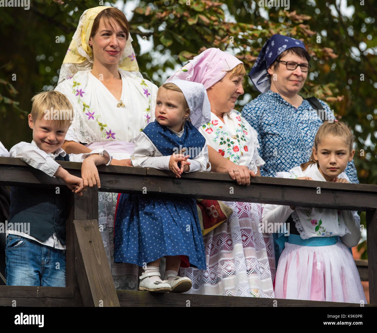 Women and children wearing Sorbian Wendish festive traditional dress ...