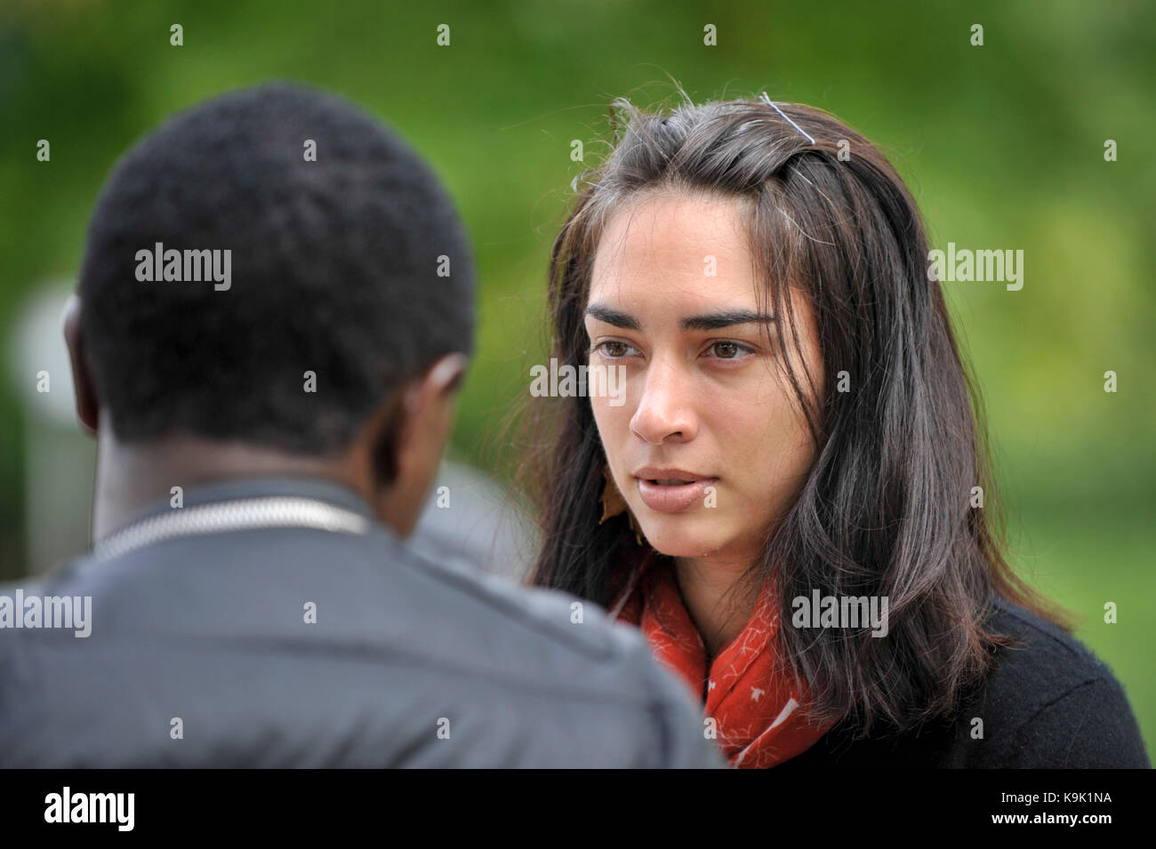 London, UK. 23rd Sep, 2017. People look at each other on Global Eye ...