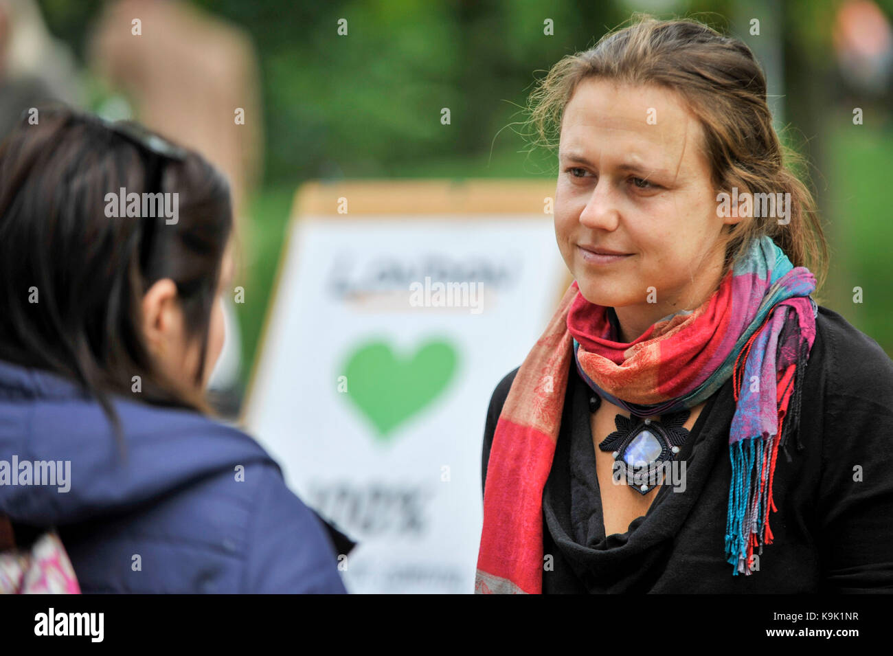 London, UK. 23rd Sep, 2017. People look at each other on Global Eye ...