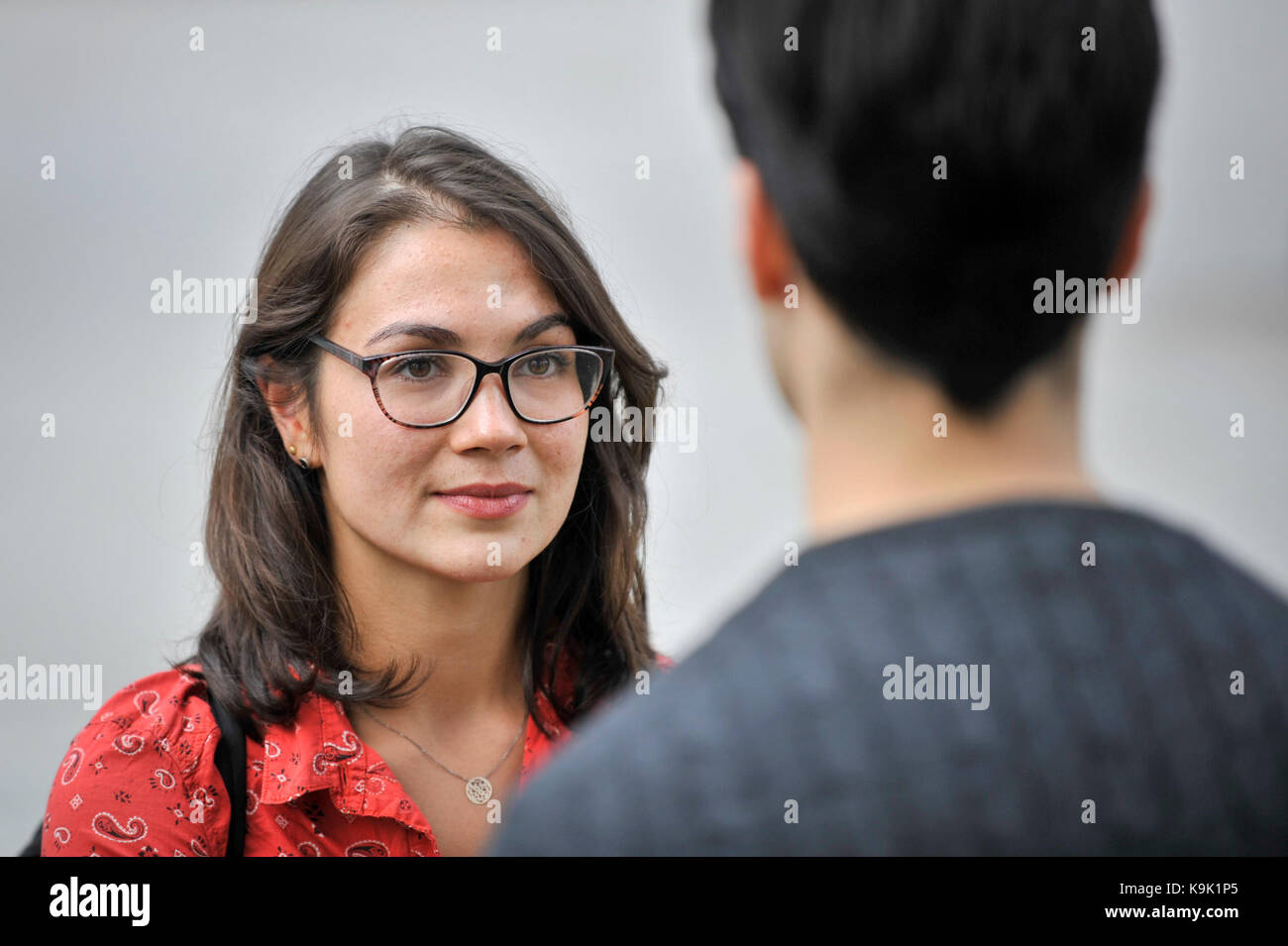 London, UK. 23rd Sep, 2017. People look at each other on Global Eye ...