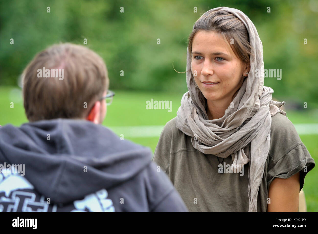 London, UK. 23rd Sep, 2017. People look at each other on Global Eye ...