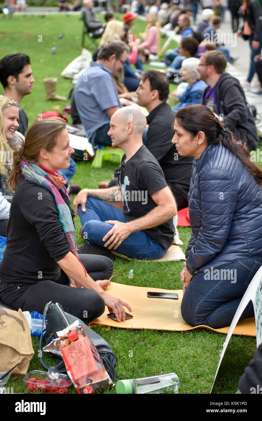 London, UK. 23rd Sep, 2017. People look at each other on Global Eye ...